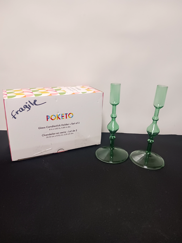 POKETO Glass Candlestick Holder Set of 2 | eBay