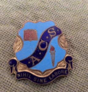 #D324. SCHOOL ACS LAPEL BADGE - NIHIL SINE LABORE | eBay