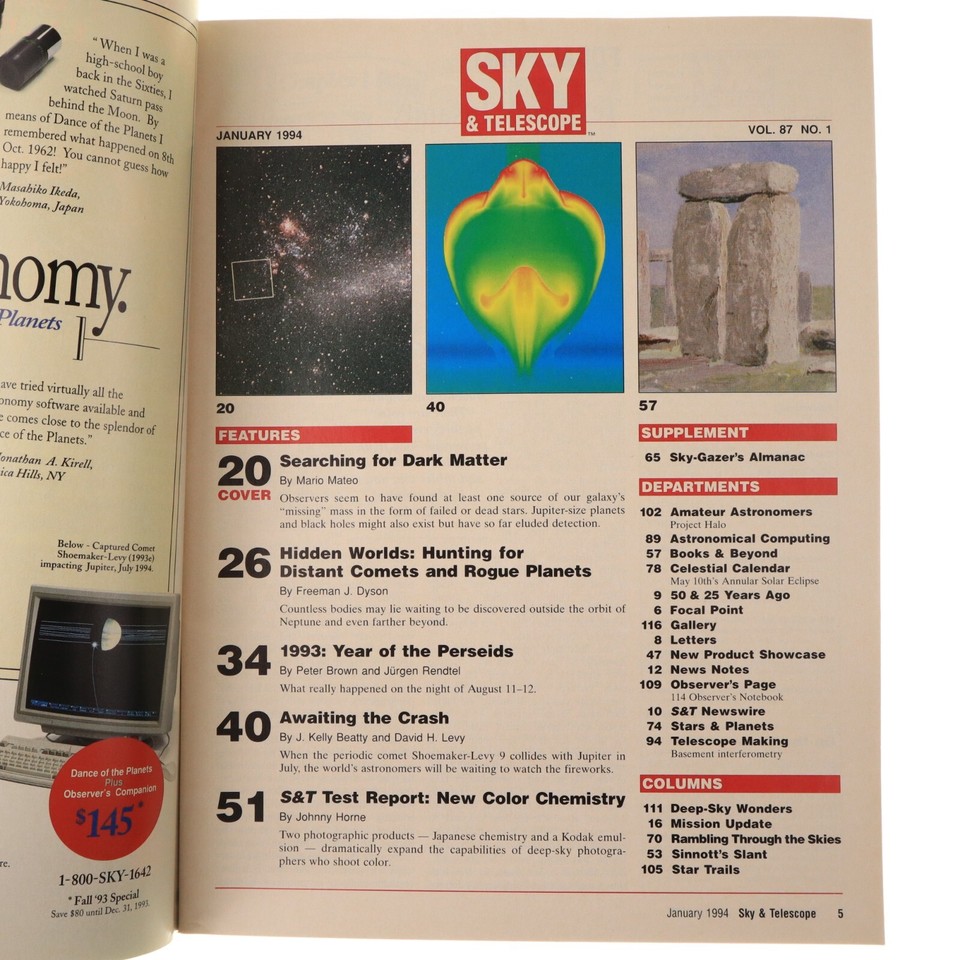 Sky And Telescope Magazine January 1994 Our Galaxy's Hidden Mass | eBay
