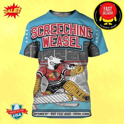 Screeching Weasel Event Poster In Chicago IL 2025 On Sept 21st 3D Shirt | eBay