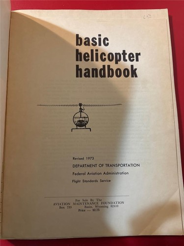 1978 Basic Helicopter Handbook US Department of Transporation AC 61-13B ...