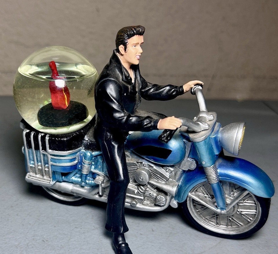 Vintage Elvis Presley Motorcycle Figurine Guitar Snow Globe “Roustabout ...