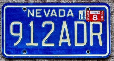 1982 White incused on Blue Nevada License Plate with a 1993 Sticker | eBay