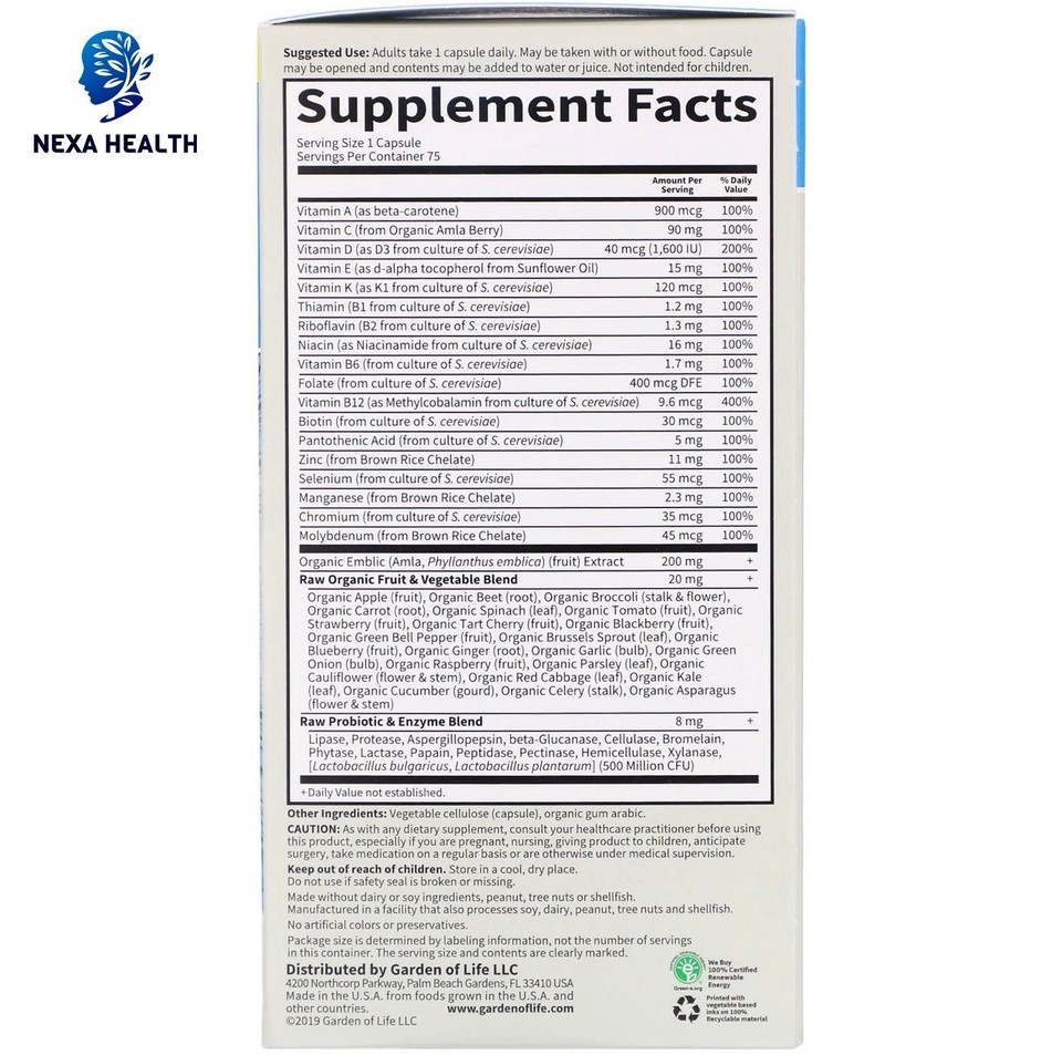 Vitamin Code Whole Food Multivitamin Dietary Supplement Men, 240 Caps ...