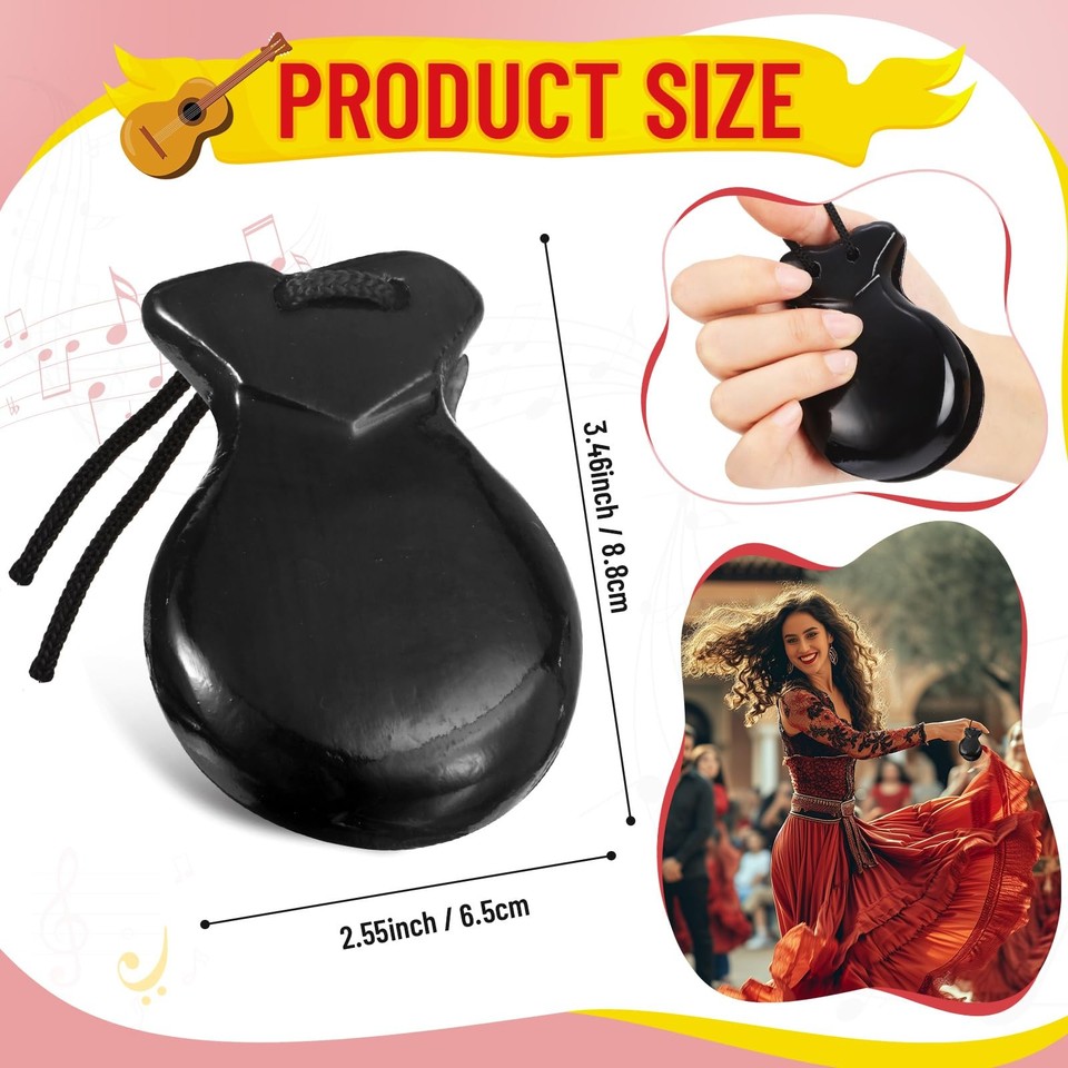 2 Pack Spanish Castanets Flamenco Castanets with String Traditional ...