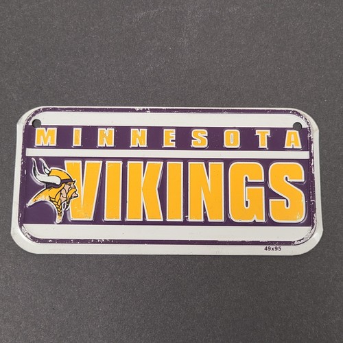 Vtg 90s Minnesota Vikings Bicycle Bike Tag Mini License Plate Metal Tin ...