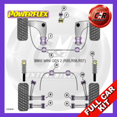 Powerflex Rr Trail Arm Fr Bush Inserts Bush Kit For Mini R56/57 Gen2 ...