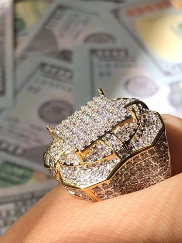 Mens Ring Ice Ice Out 2.5ct bling CZ 14k Gold Finish Pinky Ring size ...