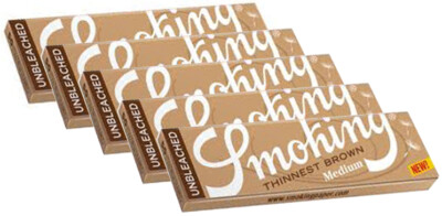 5 Pk Smoking Thinnest Brown Unbleached Medium 1-1/4 RYO Cigarette ...