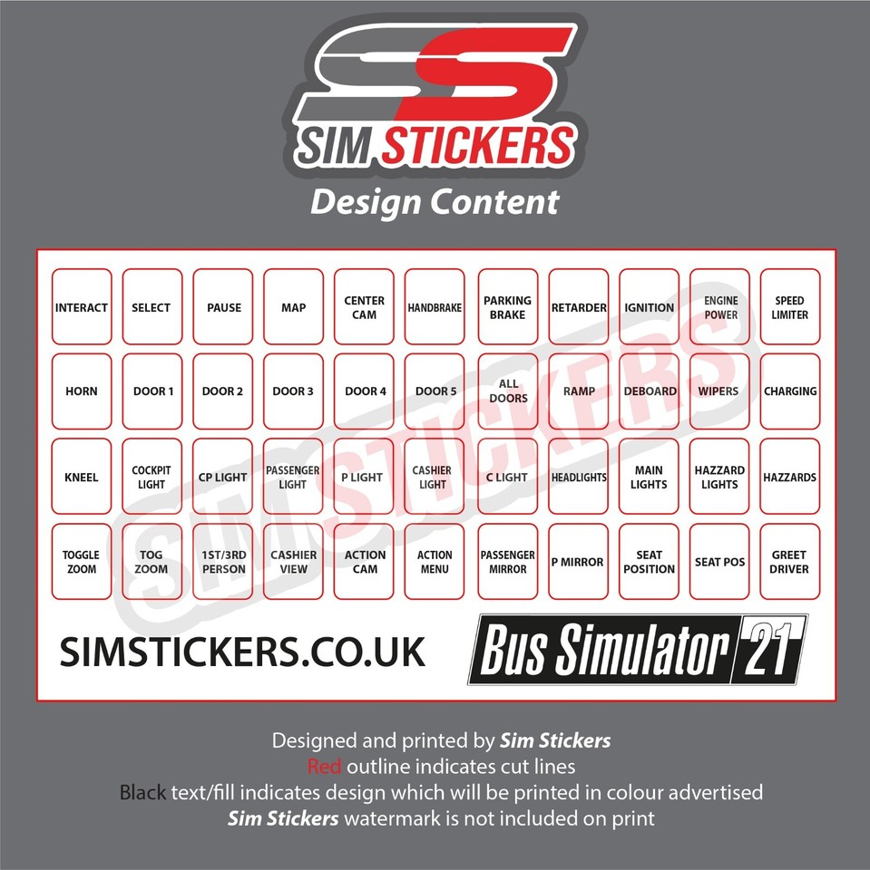 BLACK Stickers for Bus Simulator Keyboard/Button Box/Wheel Bus ...