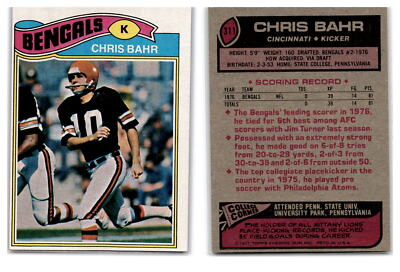 1977 Topps #311 Chris Bahr RC EXMT/NM - Cincinnati Bengals | eBay