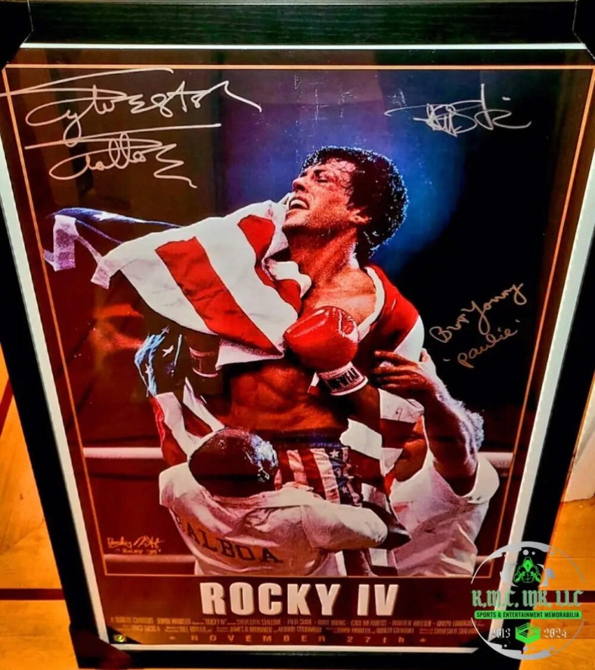 *SYLVESTER STALLONE ROCKY IV CAST SIGNED AUTOGRAPHED & INSCRIBED 24X36 ...