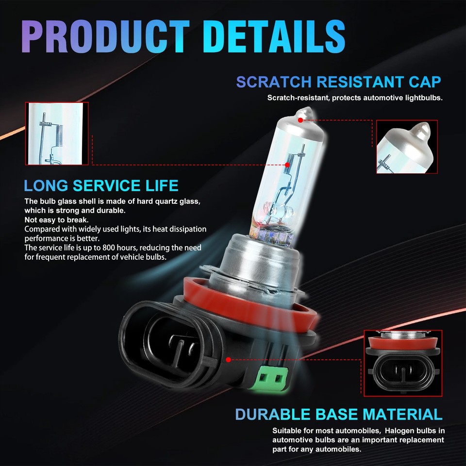 9005 H11 halogen Headlight KIT Combo Bulbs High&Low Beam Super Bright ...