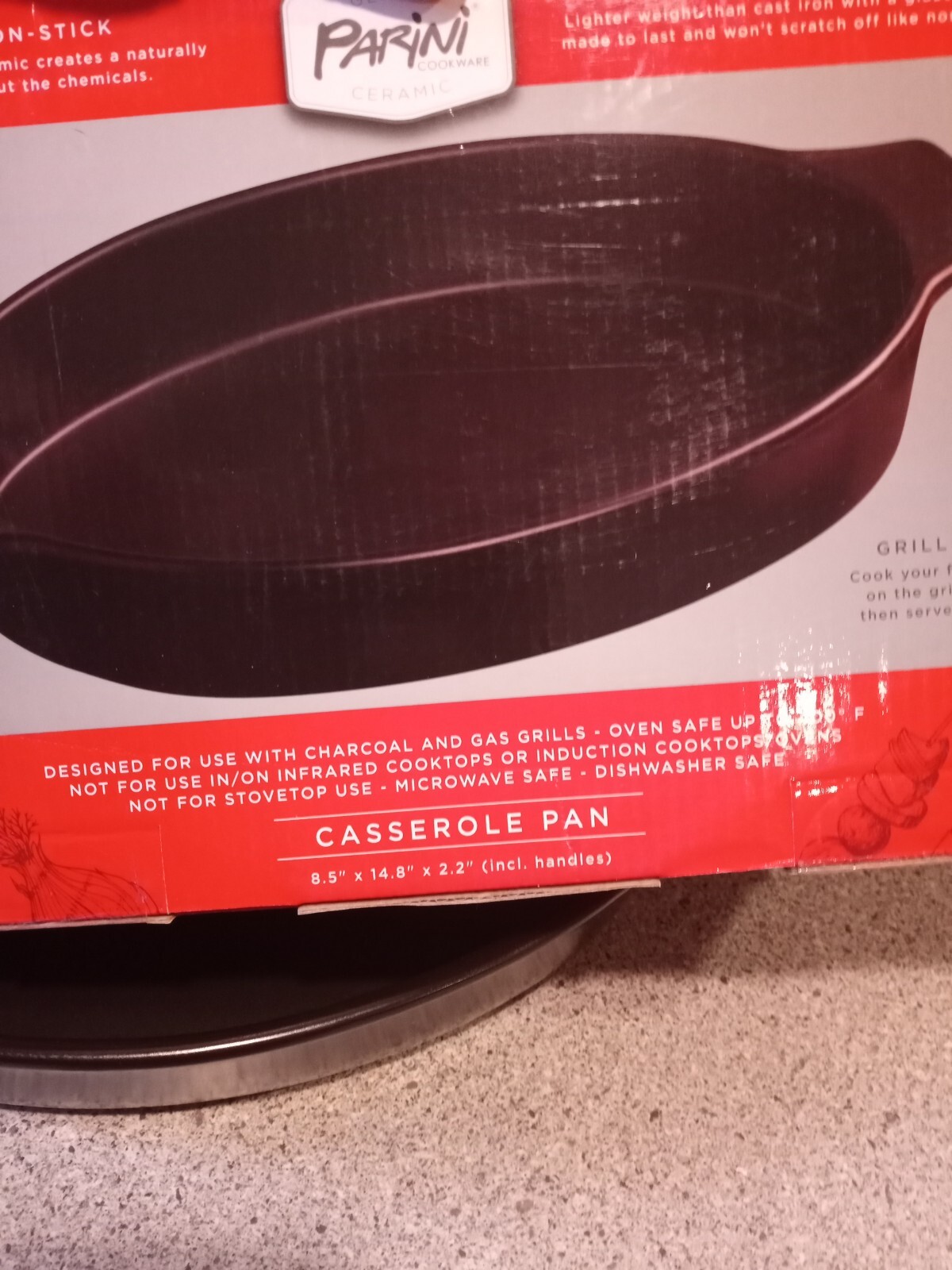 New in Box*Parini Ceramic Cookware for the Grill Casserole Pan*14.8" x ...