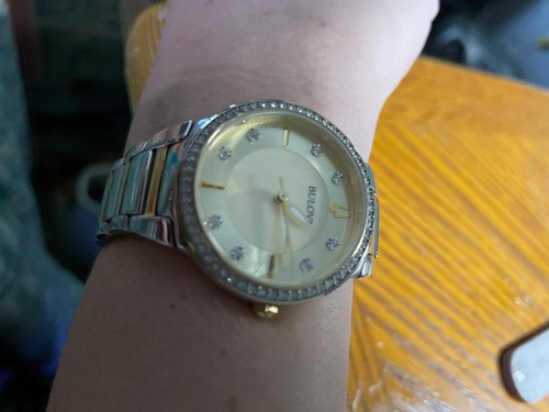Bulova Ladies Crystal Two Tone Stainless Steel Quartz Watch 98l248 for ...