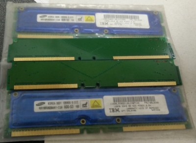 2x IBM 33L3096 128MB ECC RDRAM PC600-53 Samsung MR18R0828AN1-CG6 RIMM ...