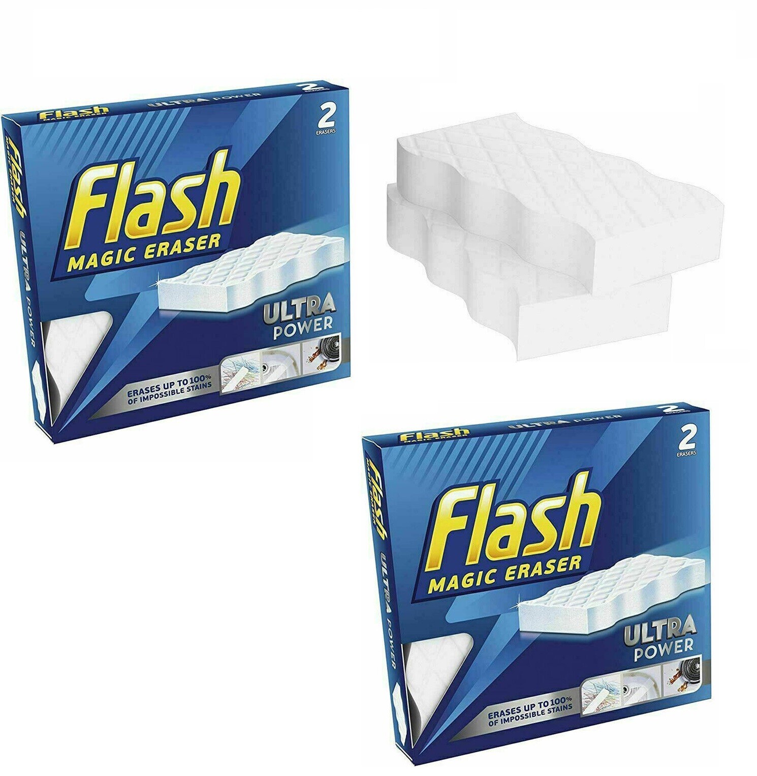 Flash Magic Eraser Ultra Power Re-Usable Sponge Remover Stain Scuffs ...
