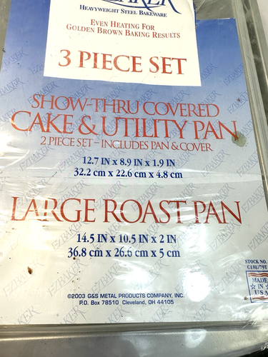 Vtg EZ Baker 3 Pc. Set Roasting Cake Pan Lid Lasagna Baking Sealed USA ...