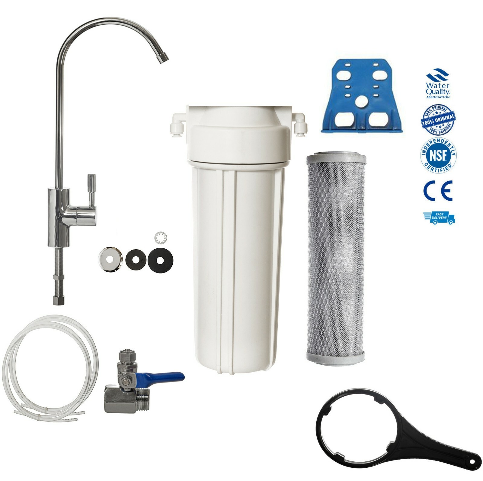 SINGLE DELUXE UNDER-SINK DRINKING WATER FILTER SYSTEM KIT FAUCET ...