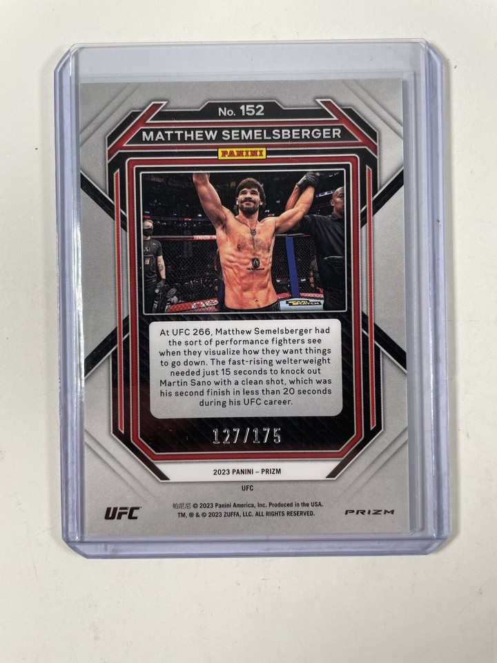 2023 Prizm UFC Base Vertical Blue No. 152 Matthew Semelsberger 127/175 ...