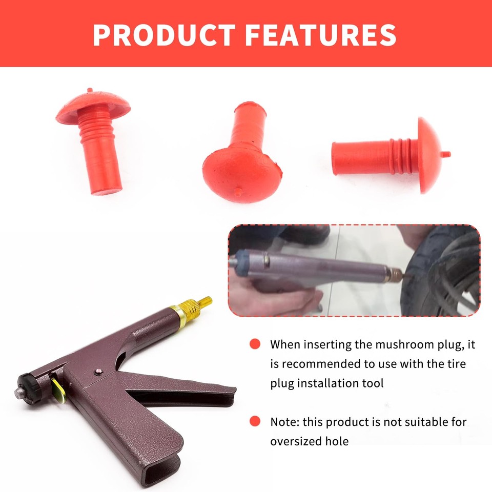 Mushroom Tire Plug Kit with 90PCS Pins,Practical Rapid Plug 2.0 Tire ...