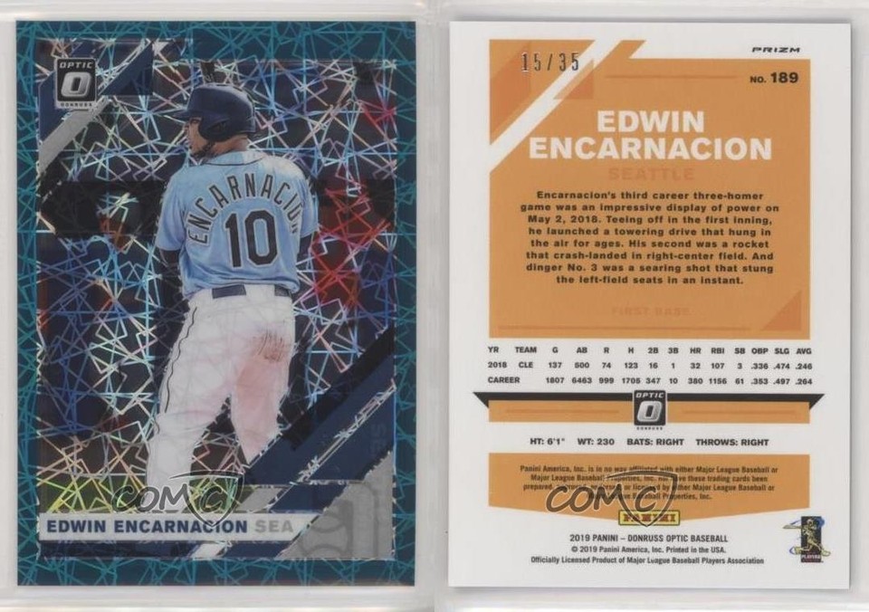 2019 Panini Donruss Optic Teal Velocity Prizm 15/35 Edwin Encarnacion ...