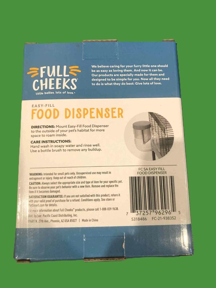 Full Cheeks Easy Fill Food Dispenser for Small Animals | eBay