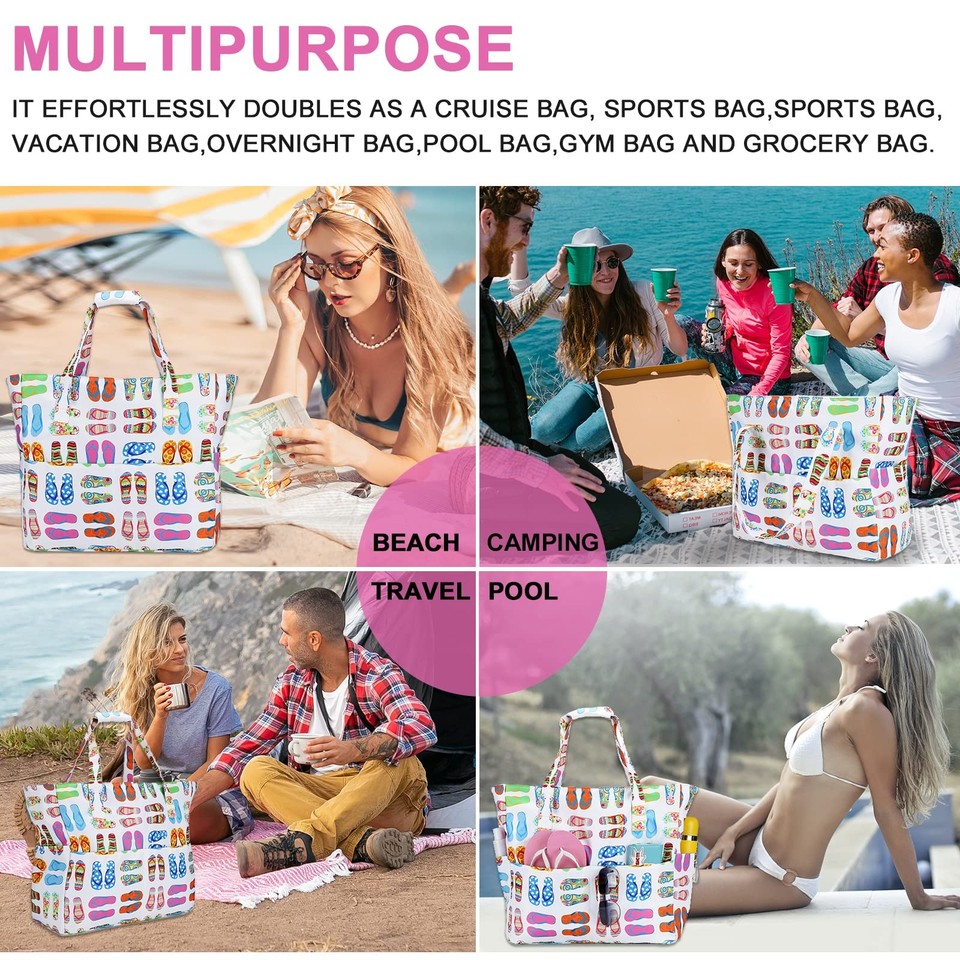 Waterproof Beach Tote Pool Bags for Women Ladies Extra Large Gym Tote ...