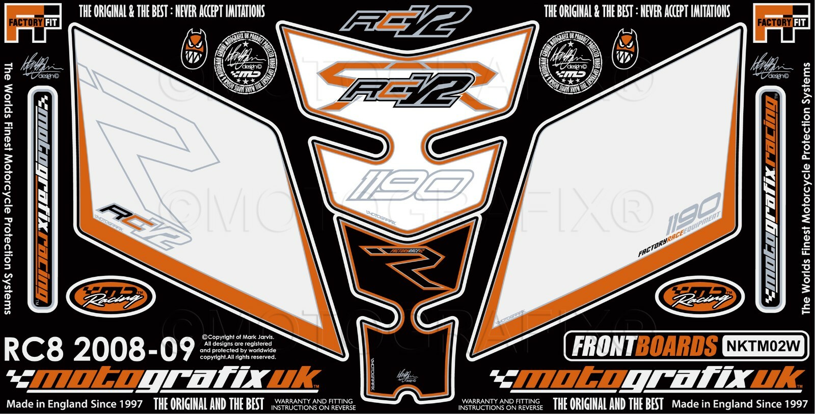 KTM RC8 R 2008 - 2015 Motorcycle Front Fairing Protector Gel Paint ...