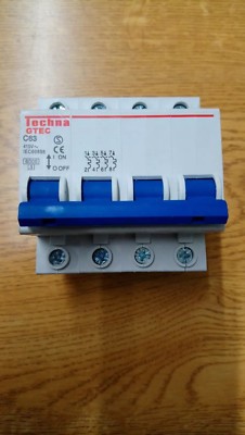 Techna GTEC C63 4 Pole 63A Type C MCB Circuit Breaker | eBay UK