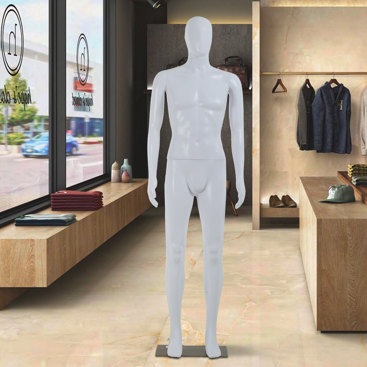 73" Full Body Realistic Male Mannequin Display Head Turns Dress Form ...