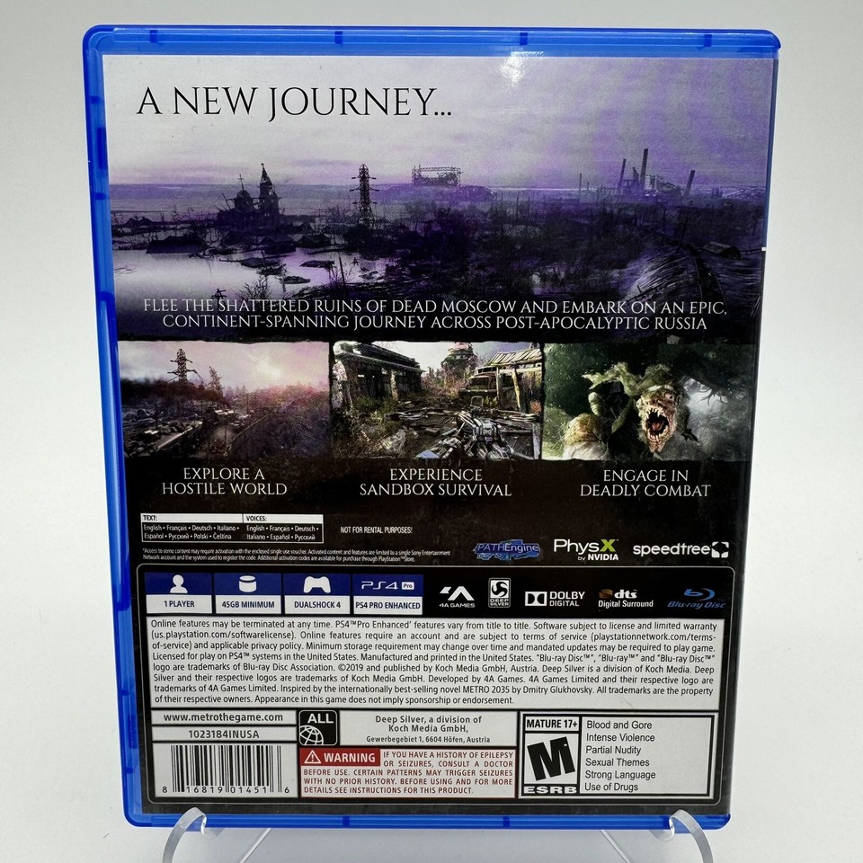 Metro Exodus - PlayStation 4 PS4 + Poster - Complete CIB 816819014516 ...