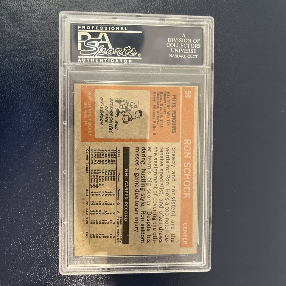 RON SCHOCK PITTSBURGH PENGUINS 1972 TOPPS #59 PSA 8. | eBay