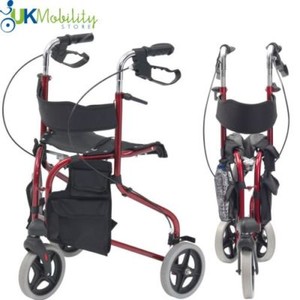 Lightweight Folding 3 Wheel Tri Walker Rollator Walking Aid Frame With ...
