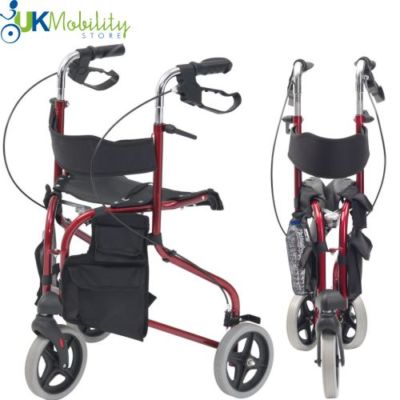 Lightweight Folding 3 Wheel Tri Walker Rollator Walking Aid Frame With ...