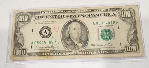 1969 C 100 Dollar Bill - Vintage Small Face Note - Boston - Circulated ...