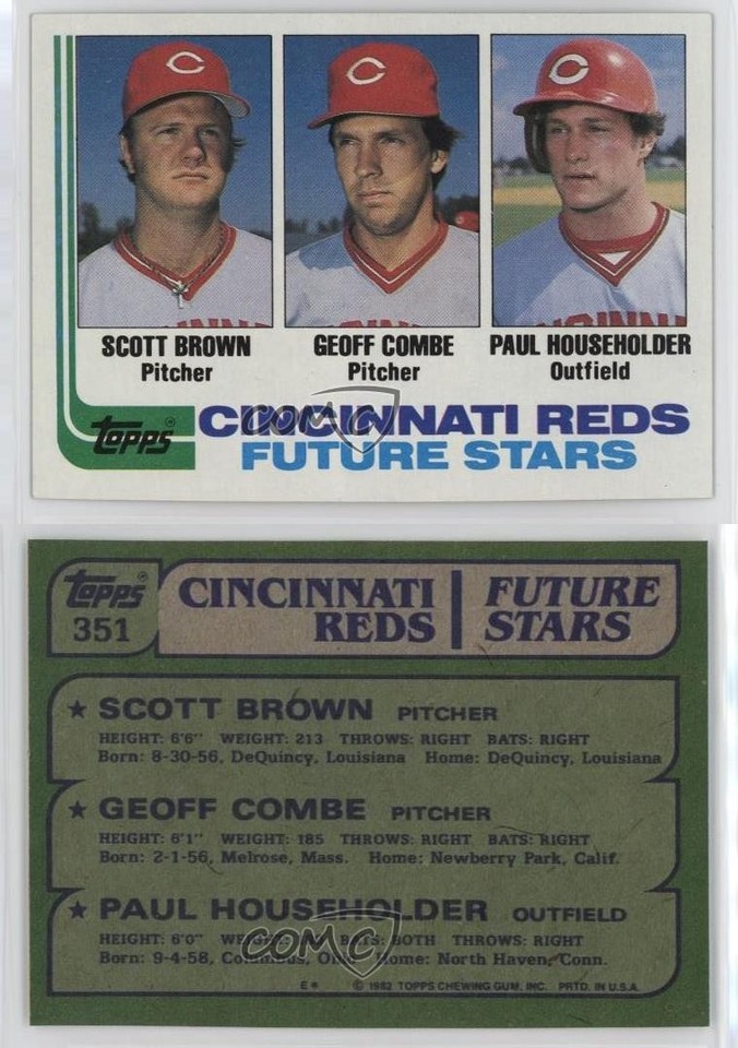 1982 Topps Future Stars Scott Brown Geoff Combe Paul Householder Rookie ...