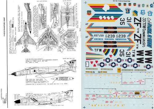 MICROSCALE DECALS 1/48 F-4D/G Phantom 31st TFW 562nd TFS 35th TFW Wing ...