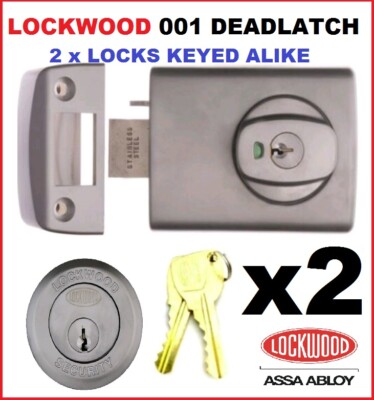 2 x Lockwood Deadlatch Double Cylinder keyed alike Metal Frame Strike ...