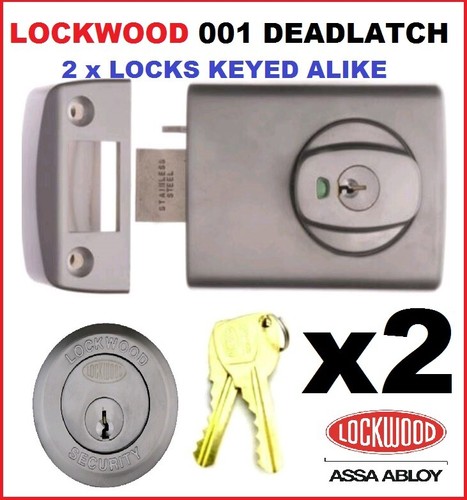 2x Lockwood Deadlock Double Cylinder keyed alike Metal Frame Strike 001 ...