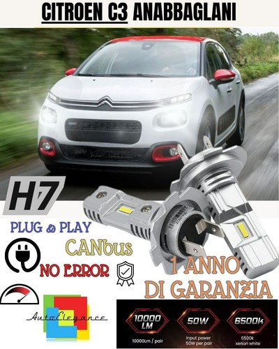 Set LED H7 Citroen C3 Picasso 6000K Blanc 6000 Lumen Canbus Croisement ...