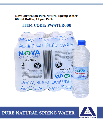 Nova Australian Pure Natural Spring Water 600ml Bottle 12 per Pack ...