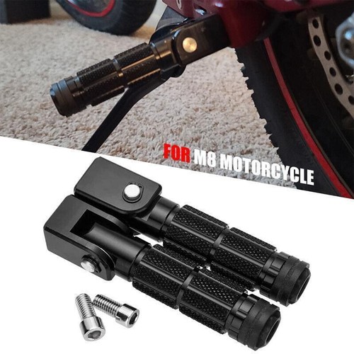 1Pair CNC 8MM Motorcycle Folding Foot Pegs Rear Footrest Pedals Steps ...