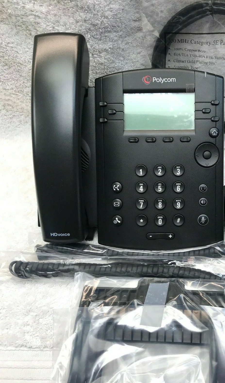 POLYCOM VVX300 IP PHONE SIP POE FACTORY RESET NICE & CORDS STAND 2200 ...