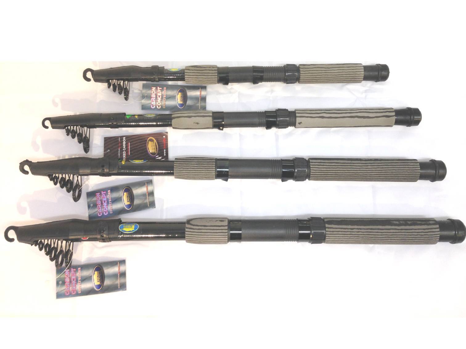 2 x LINEAEFFE CARBON OXYGEN TELECSOPIC TRAVEL FISHING RODS 7FT 8FT 10FT ...