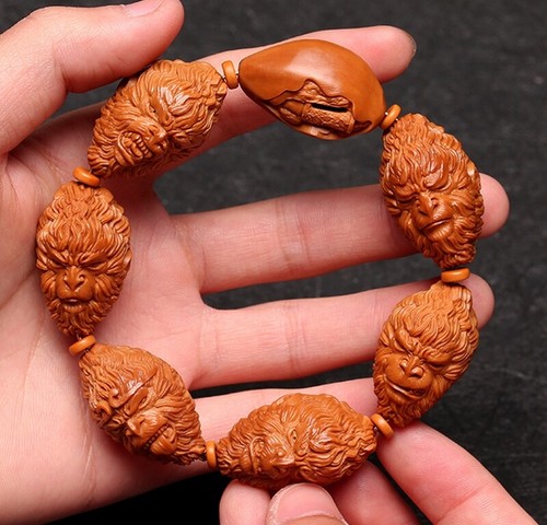 Olive Nut Carved Beads Monkey King Head Bracelet Chain Handcraft | eBay