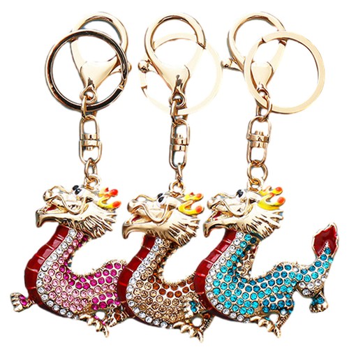 Rhinestone Dragon Pendant Keychain Key Chain Chinese Dragon Keychain ...