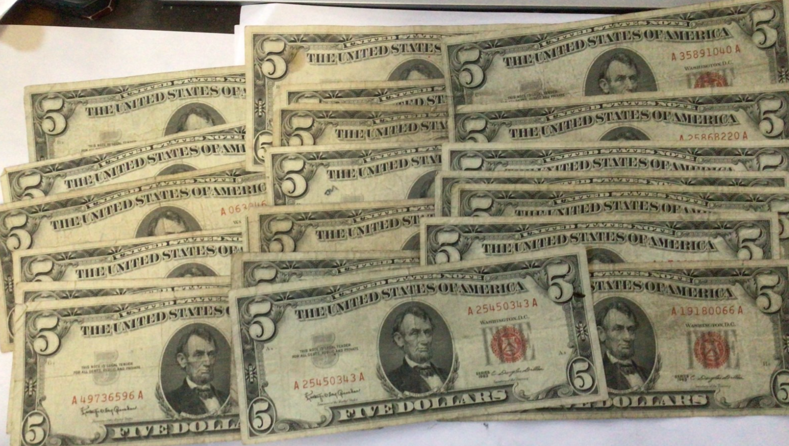 1 1963 Five Dollar Red Note Seal. Cull condition; Paper Estate Sale | eBay