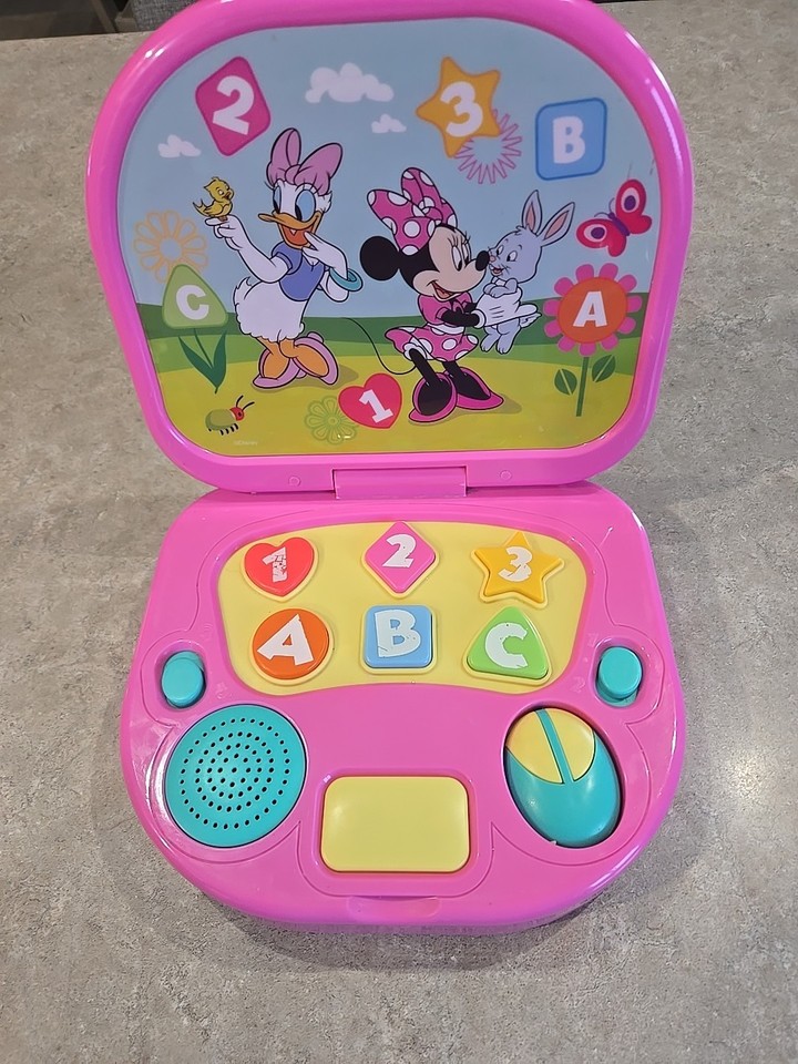 Disney Minnie Mouse Talking Learning Laptop Toy Pink ABC 123 Fun for ...