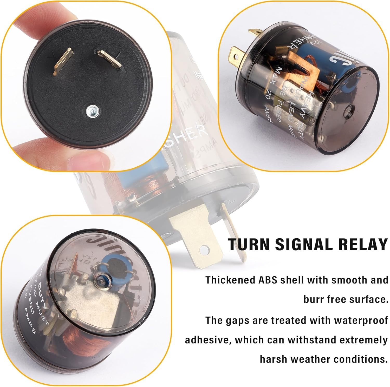 2PCS 12V Flasher Relay,Heavy Duty 2-Pin Turn Signal Relay,Two Prong ...